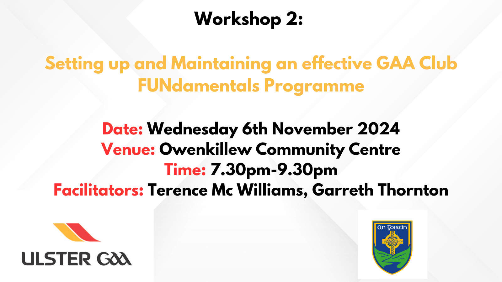 Ulster GAA NW GAA Workshop 2: Setting up and Maintaining an effective ...